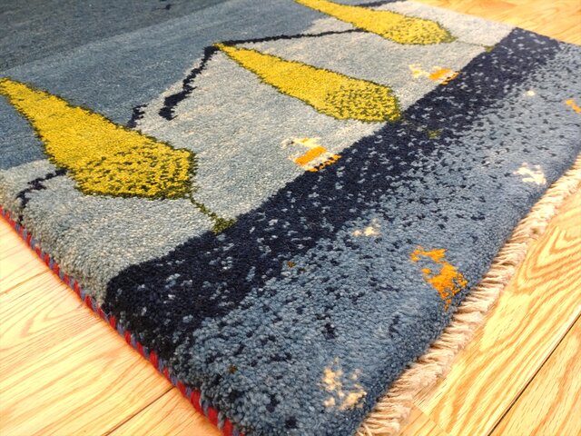 ペルシャ ギャッベ 玄関マット 88×60cm 紺色 糸杉 | iichi ハンドメイド・クラフト作品・手仕事品の通販