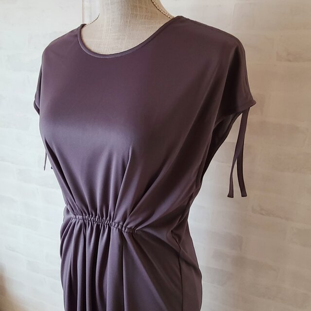 TOKI 009 シャーリングワンピース (スムース）グレー | iichi ハンドメイド・クラフト作品・手仕事品の通販