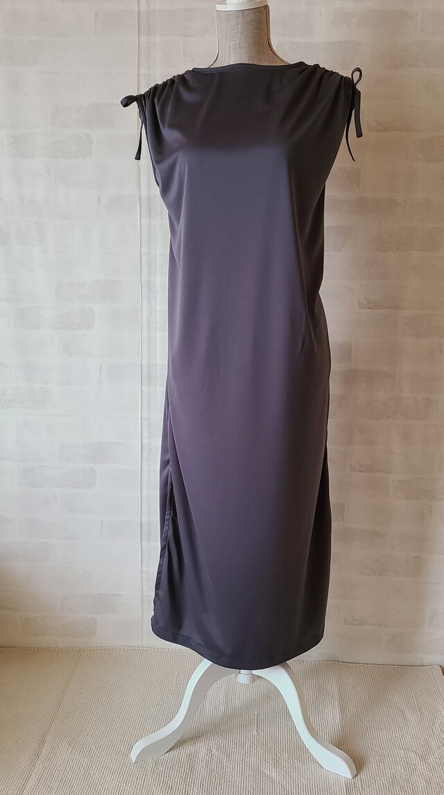 TOKI 009 シャーリングワンピース (スムース）グレー | iichi ハンドメイド・クラフト作品・手仕事品の通販