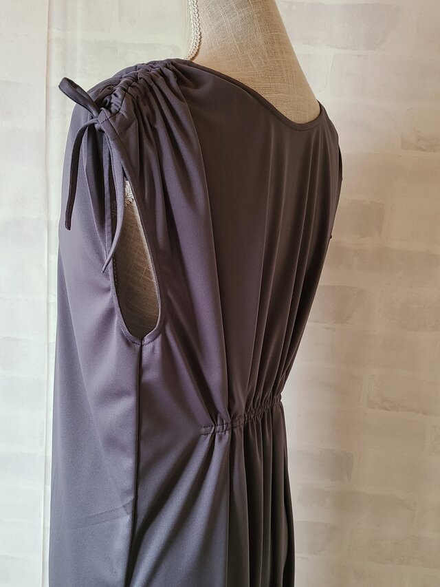 TOKI 009 シャーリングワンピース (スムース）グレー | iichi ハンドメイド・クラフト作品・手仕事品の通販