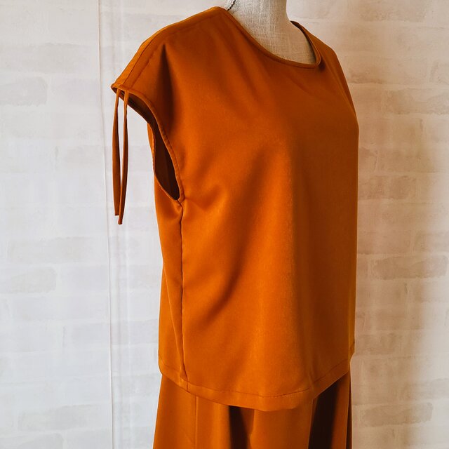 TOKI 001 ショルダーブラウンジング ブラウス (ストレッチスエード）オレンジ | iichi ハンドメイド・クラフト作品・手仕事品の通販