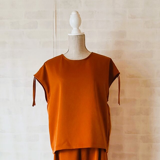 TOKI 001 ショルダーブラウンジング ブラウス (ストレッチスエード）オレンジ | iichi ハンドメイド・クラフト作品・手仕事品の通販