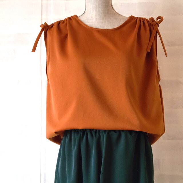 TOKI 001 ショルダーブラウンジング ブラウス (ストレッチスエード）オレンジ | iichi ハンドメイド・クラフト作品・手仕事品の通販