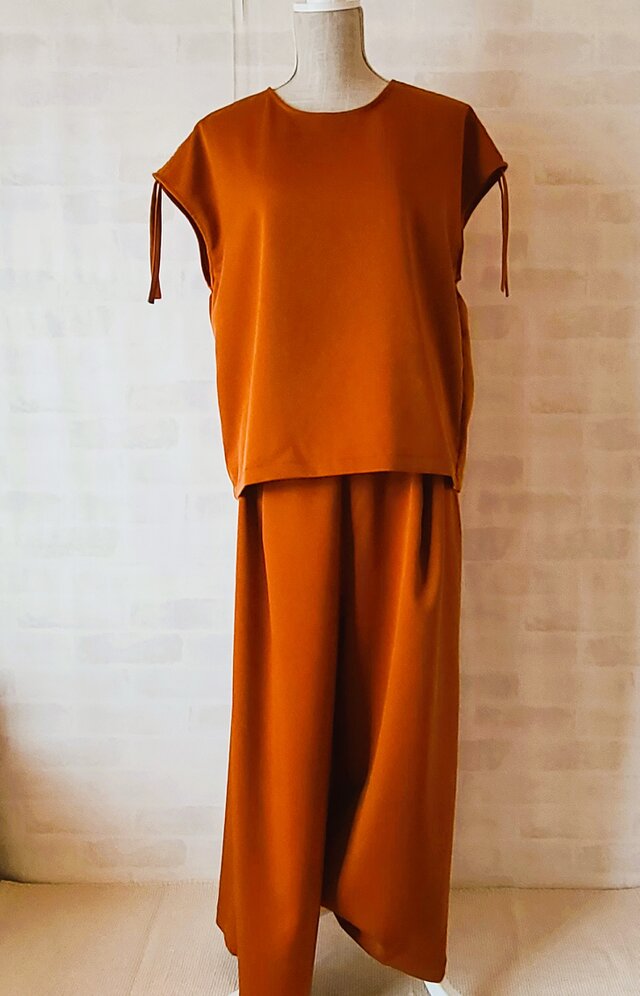 TOKI 001 ショルダーブラウンジング ブラウス (ストレッチスエード）オレンジ | iichi ハンドメイド・クラフト作品・手仕事品の通販