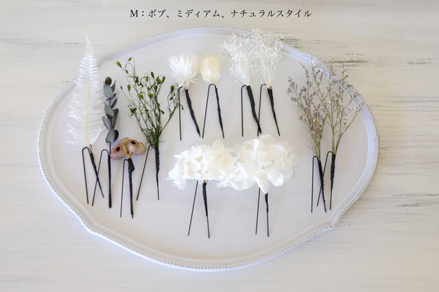 【ウェディング・成人式・卒業式・結納】ボタニカルヘッドドレス（ホワイトグリーン) M #942 | iichi 日々の暮らしを心地よくするハンドメイドやアンティークのマーケットプレイス