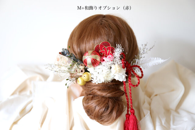 【ウェディング・成人式・卒業式・結納】ボタニカルヘッドドレス（ホワイトグリーン) M #942 | iichi 日々の暮らしを心地よくするハンドメイドやアンティークのマーケットプレイス