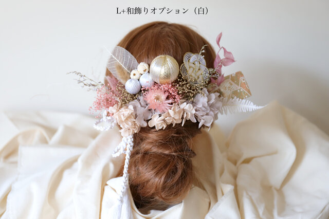 【ウェディング・成人式・卒業式・結納】ボタニカルヘッドドレス（ライラックピンク) L #946 | iichi ハンドメイド・クラフト作品・手仕事品の通販