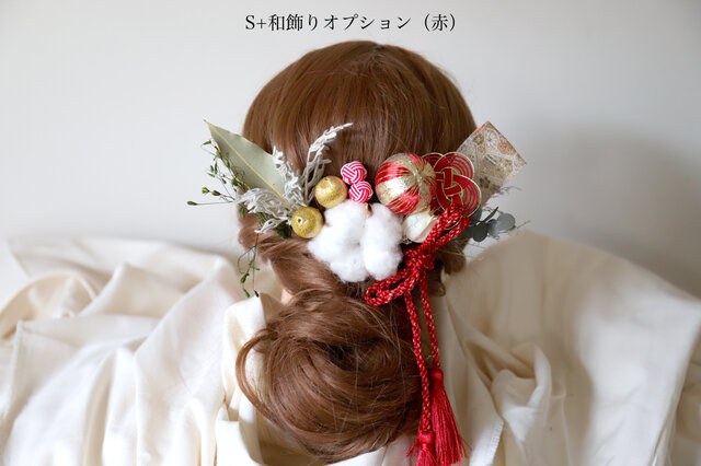 【ウェディング・成人式・卒業式・結納】ボタニカルヘッドドレス（ナチュラルグリーン) S #950 | iichi 日々の暮らしを心地よくするハンドメイドやアンティークのマーケットプレイス