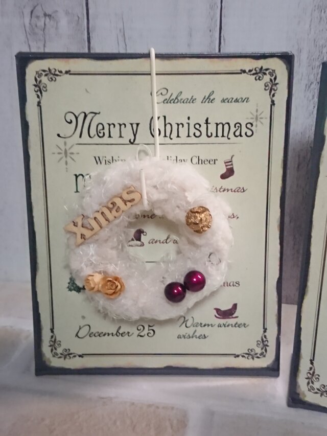 クリスマスプレート付き ミニリース Xmas | iichi ハンドメイド・クラフト作品・手仕事品の通販