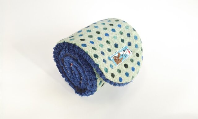 マフラー 尾州ウール×パイナップルボア ブルー 約140cm | iichi 日々の暮らしを心地よくするハンドメイドやアンティークのマーケットプレイス