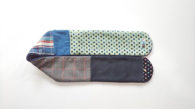 マフラー 尾州ウール×パイナップルボア ブルー 約140cm | iichi 日々の暮らしを心地よくするハンドメイドやアンティークのマーケットプレイス