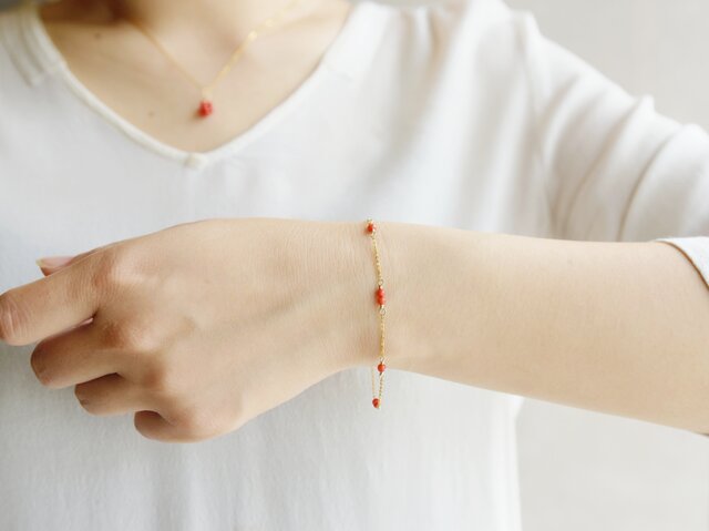 【14kgf・ブレスレット】赤珊瑚 Ⅱ・B | iichi ハンドメイド・クラフト作品・手仕事品の通販