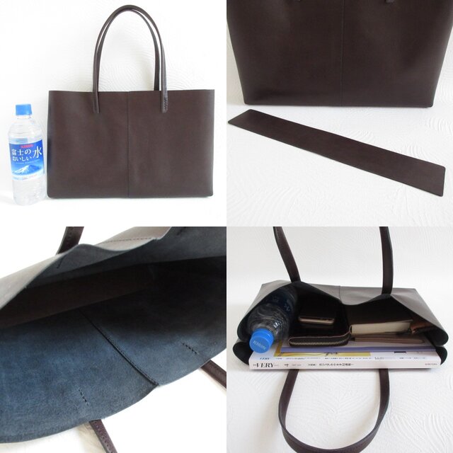 《牛革》A4対応・切り替えハンドステッチ・スリムトート・クロムソフト・0166 | iichi ハンドメイド・クラフト作品・手仕事品の通販