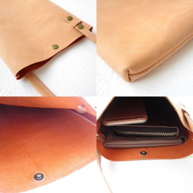 《牛革》ちょっと大き目・2WAY～ミニサコッシュ・ソフトスムース・042 | iichi ハンドメイド・クラフト作品・手仕事品の通販