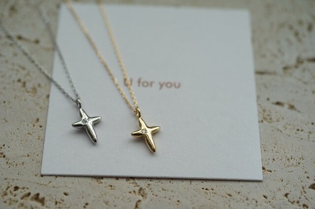 【U for you】Pt cross necklace | iichi ハンドメイド・クラフト作品・手仕事品の通販
