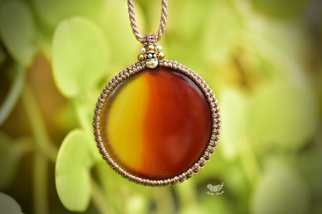 まんまるサンセット★アゲート マクラメペンダント796 | iichi ハンドメイド・クラフト作品・手仕事品の通販