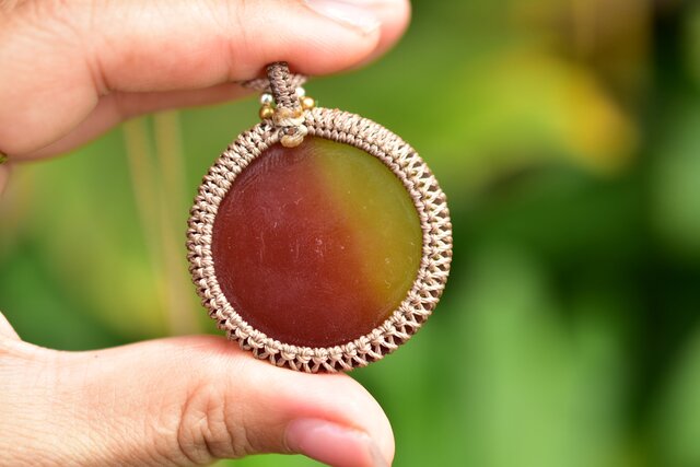 まんまるサンセット★アゲート マクラメペンダント796 | iichi ハンドメイド・クラフト作品・手仕事品の通販