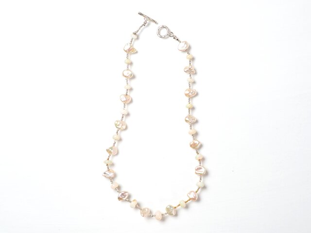 オパール 淡水パール "シルバーxゴールド" チョーカー silver950 | iichi ハンドメイド・クラフト作品・手仕事品の通販