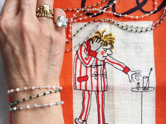 フランスヴィンテージsouffléガラスビーズとマラカイトのブレスレット（TJ11021） | iichi ハンドメイド・クラフト作品・手仕事品の通販