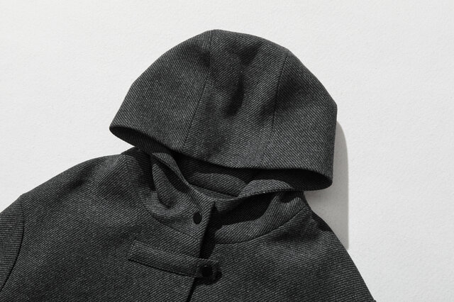 ★即納★着回し無限大 大人ウールコート フード付きコート ダークグレー 221203-1 | iichi 日々の暮らしを心地よくするハンドメイドやアンティークのマーケットプレイス