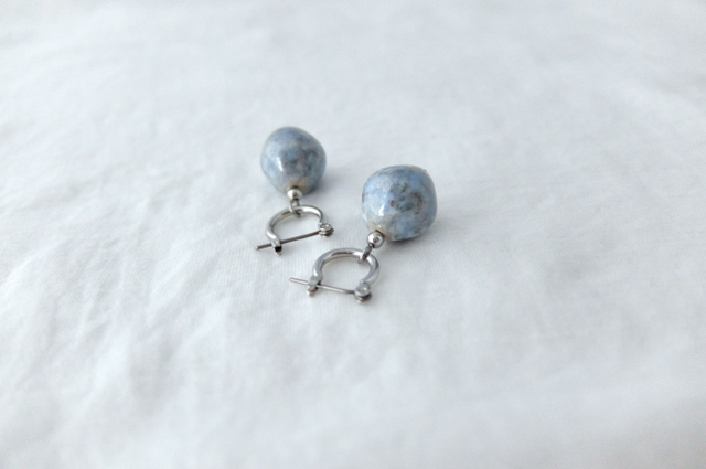 ピアス hoop iceblue | iichi ハンドメイド・クラフト作品・手仕事品の通販