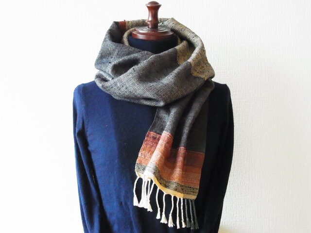 手織り コットン・シルクストール 【ct-01-rd】 | iichi ハンドメイド・クラフト作品・手仕事品の通販