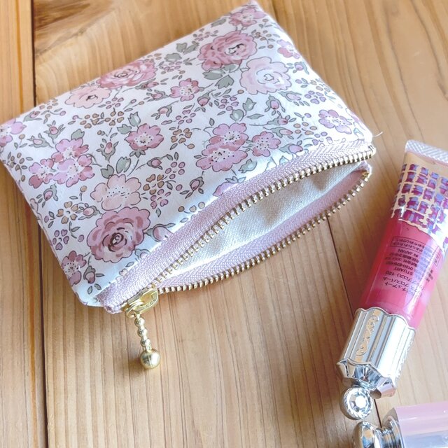 リバティ 10cmファスナーポーチ ミニミニ ＜Felicite＞(フェリシテ)ニュアンスピンク | iichi 日々の暮らしを心地よくするハンドメイドやアンティークのマーケットプレイス
