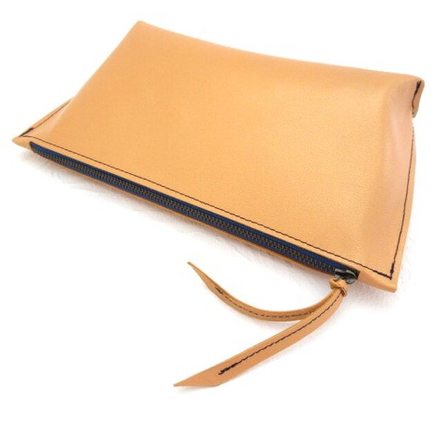 三角フリーポーチ《ゴートスキン》メタリックオレンジ・スムース・002 | iichi ハンドメイド・クラフト作品・手仕事品の通販