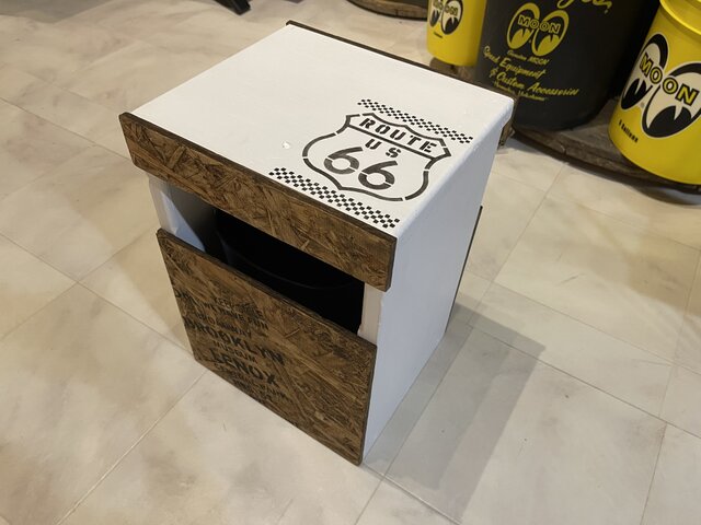 在庫あり 即納 Ok Hotaru ゴミ箱 杉 合板 ダーク ホワイト ステンシル カフェ 天然木 オーダー可 | iichi ハンドメイド・クラフト作品・手仕事品の通販