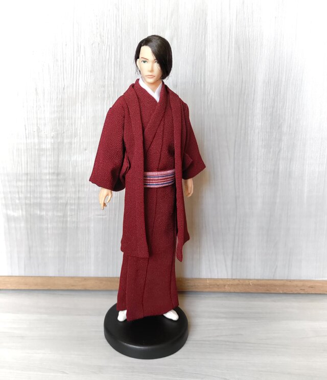 ちりめん「赤銅」29cm男子ドール着物＆羽織り | iichi ハンドメイド・クラフト作品・手仕事品の通販