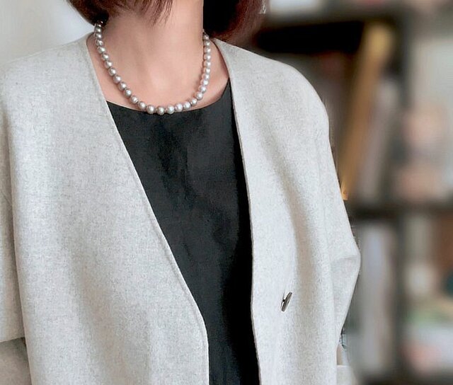 ＊シルバーに染まった大粒バロックパールのチョーカー 9.0〜10mm（SV)＊ | iichi ハンドメイド・クラフト作品・手仕事品の通販