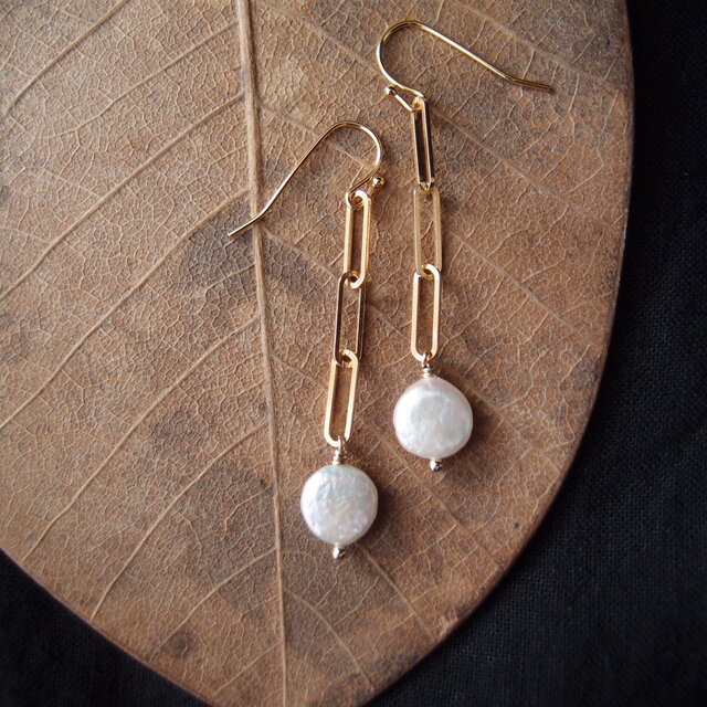 【titanium】13mm・コインパール フープピアス【OUTLET】 | iichi ハンドメイド・クラフト作品・手仕事品の通販