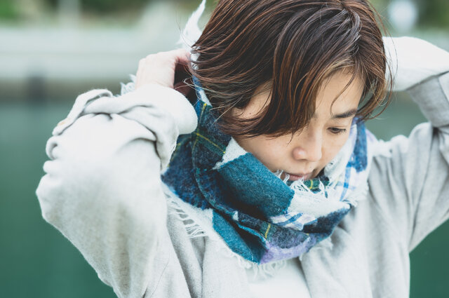 新定番、ミニストールビビッドカラー/水玉/グリーン【雲間から見える世界Bird】 | iichi 日々の暮らしを心地よくするハンドメイドやアンティークのマーケットプレイス