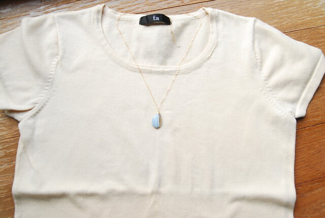 ストライプブルーオパールのネックレス45センチ 14kgf | iichi 日々の暮らしを心地よくするハンドメイドやアンティークのマーケットプレイス