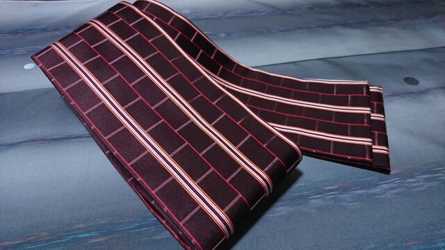 創作帯☆角帯 格子にストライプ 巾約12cm | iichi ハンドメイド・クラフト作品・手仕事品の通販