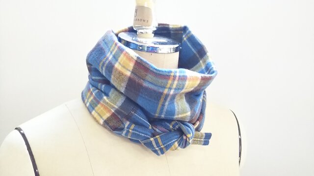 肌ストール チェック ネイビー 約140cm | iichi ハンドメイド・クラフト作品・手仕事品の通販