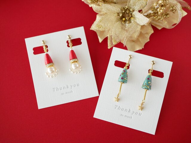 サンタクロースイヤリング【BOX入り】 | iichi 日々の暮らしを心地よくするハンドメイドやアンティークのマーケットプレイス