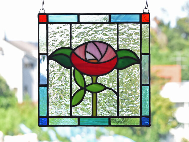 ステンドグラス ミニパネル ローズ 15cm | iichi ハンドメイド・クラフト作品・手仕事品の通販