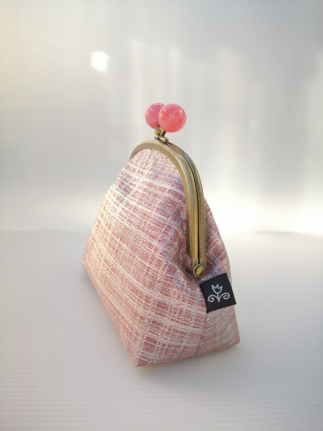 がま口ポーチ（帯薄小豆 ）着物帯リメイク442 | iichi ハンドメイド・クラフト作品・手仕事品の通販