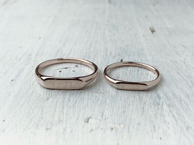 ピンクシルバー/1点物シグネットペアリング【S】/No.00196272、273 | iichi ハンドメイド・アンティーク・食品・ギフト・手作り
