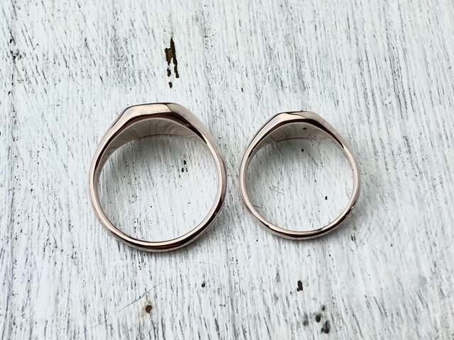 ピンクシルバー/1点物シグネットペアリング【L】/No.00196276、277 | iichi ハンドメイド・クラフト作品・手仕事品の通販