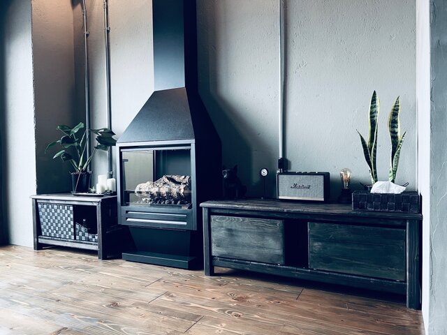 hotaru TVボード アジアン風 リビング ブラックダーク 男前家具 家具 オーダー可 天然木 無垢材 | iichi ハンドメイド・クラフト作品・手仕事品の通販