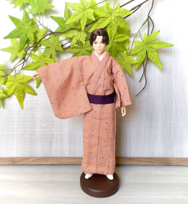 「彩る麻の葉…桜」28cm男子ドール着物＆羽織 | iichi ハンドメイド・クラフト作品・手仕事品の通販