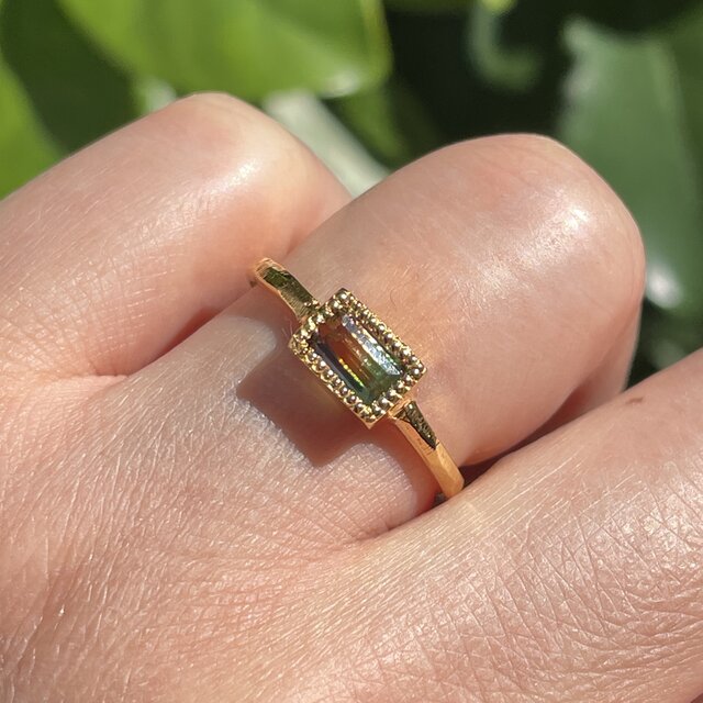 バイカラートルマリン バゲットカット シルバーSV925リング | iichi ハンドメイド・クラフト作品・手仕事品の通販