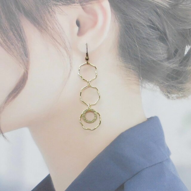 【一点物】アシンメトリーピアス／イヤリング 008（送料無料） | iichi ハンドメイド・クラフト作品・手仕事品の通販