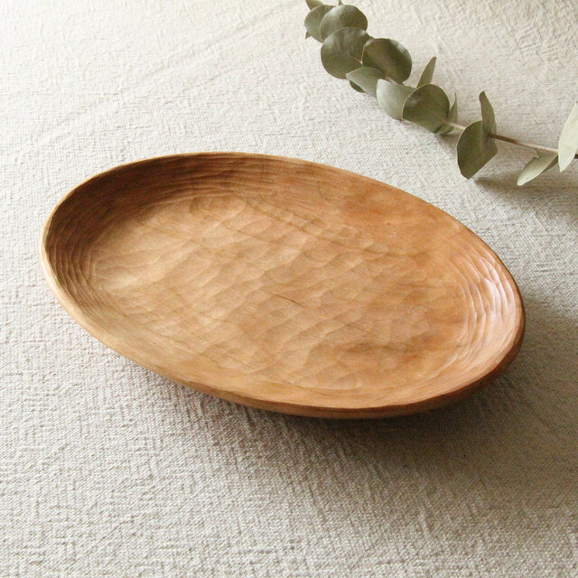 木のオーバル皿（チェリー）#OD-CH-03 | iichi ハンドメイド・クラフト作品・手仕事品の通販
