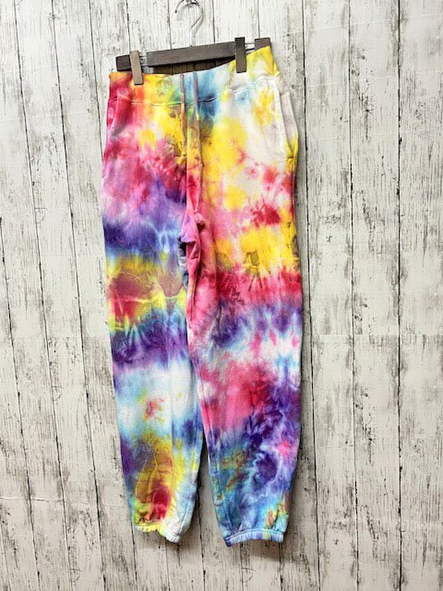 タイダイ染め スウェットパンツ Lサイズ カラフル HD18-16 | iichi ハンドメイド・クラフト作品・手仕事品の通販