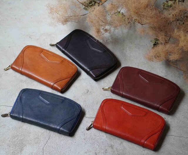 【限定価格】イタリアンレザー なめらかファスナー長財布・カードがたくさん入る ＃BLUE | iichi ハンドメイド・クラフト作品・手仕事品の通販