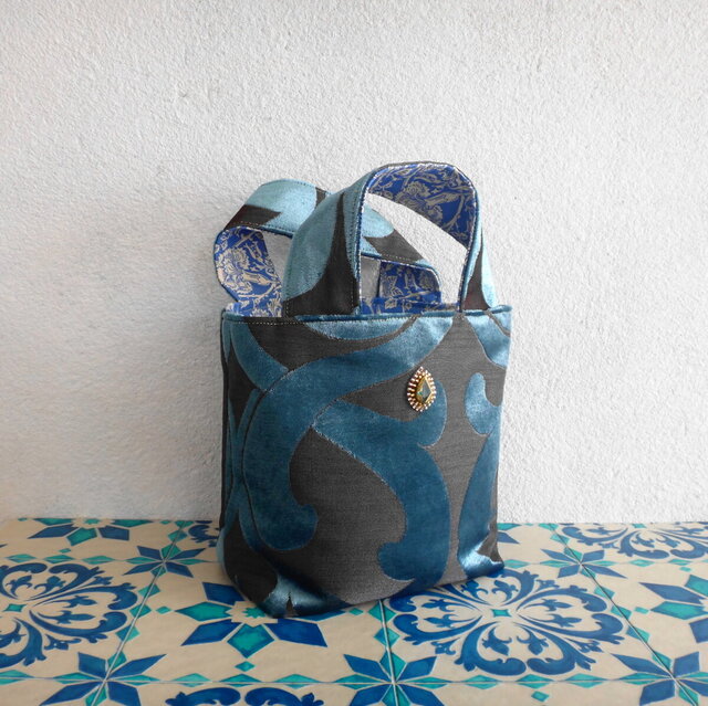 ベロアのミニトートバッグ＊風紋no3 | iichi ハンドメイド・クラフト作品・手仕事品の通販