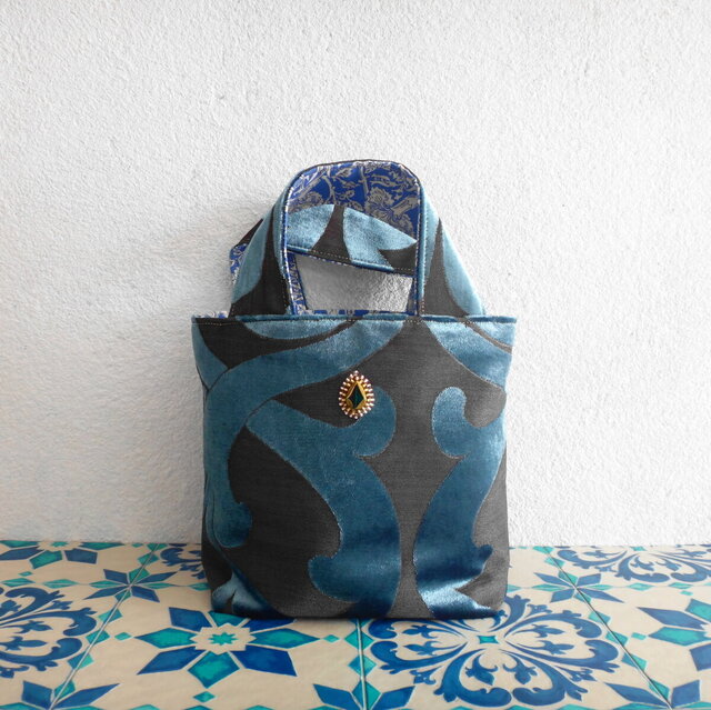 ベロアのミニトートバッグ＊風紋no3 | iichi ハンドメイド・クラフト作品・手仕事品の通販